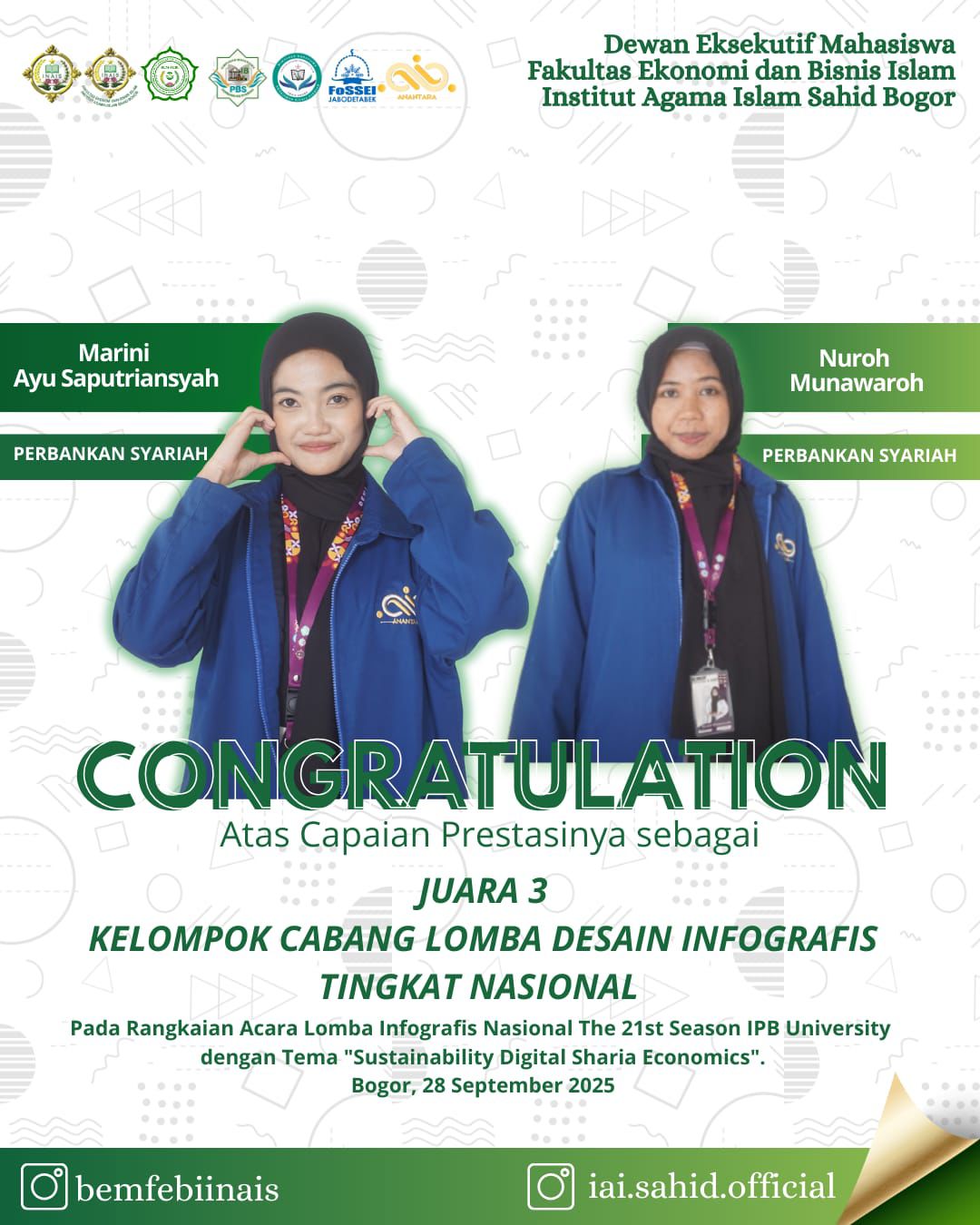 Dua Mahasiswi FEBI IAI Sahid Bogor Raih Juara 3 Lomba Desain Infografis ...